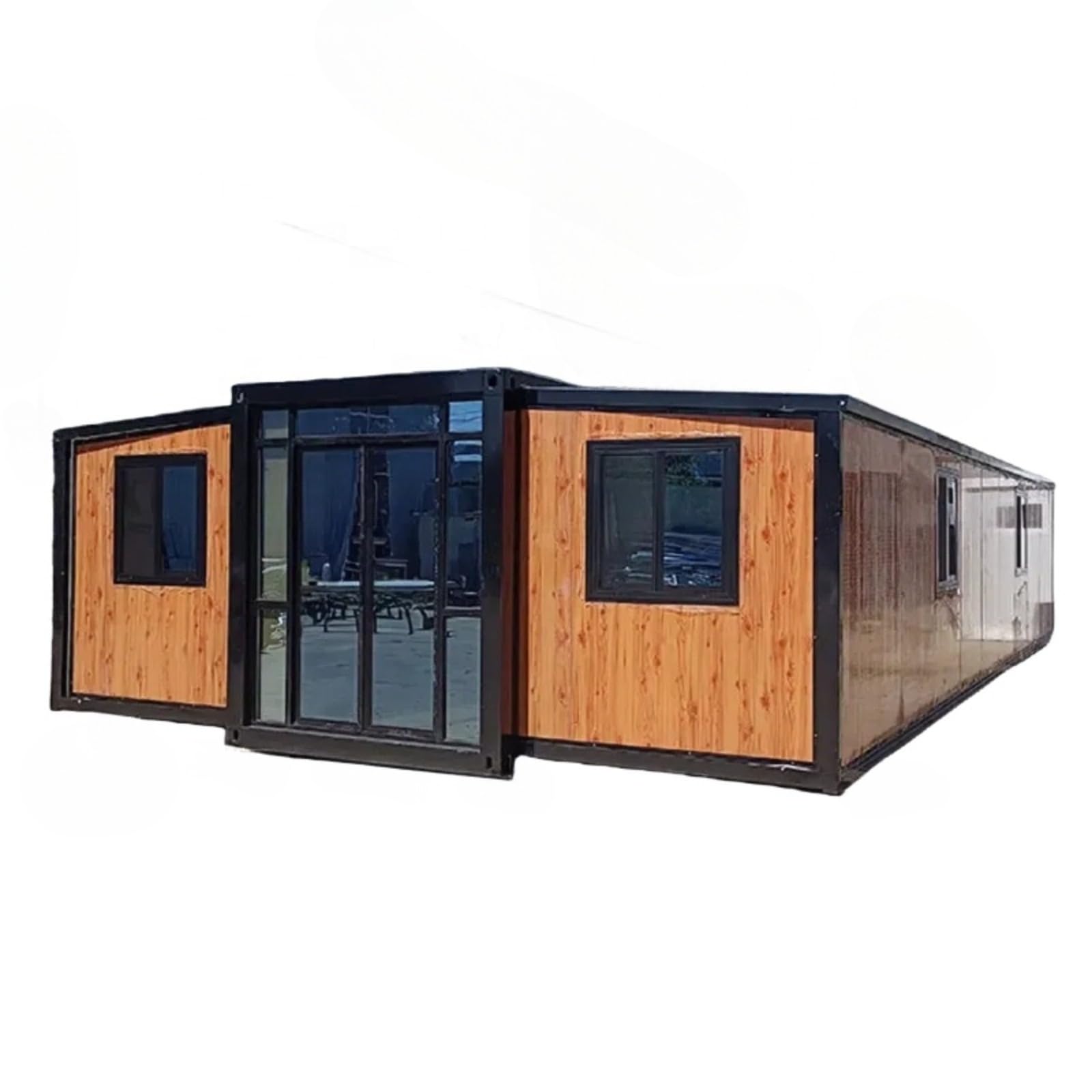 Tiny House, Waterproof Prefab Luxury Villa, Expandable Container House, Prefabricated Portable Mobile Tiny Home, 2 Bed 1 Bath, Living & Kitchen (1)