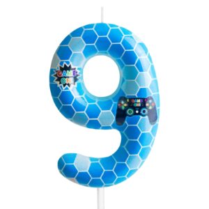 funcandle game birthday number 9 candles,gamepad pattern game number 9 birthday candle,happy birthday candle,game controller theme party boy girls birthday party decorations