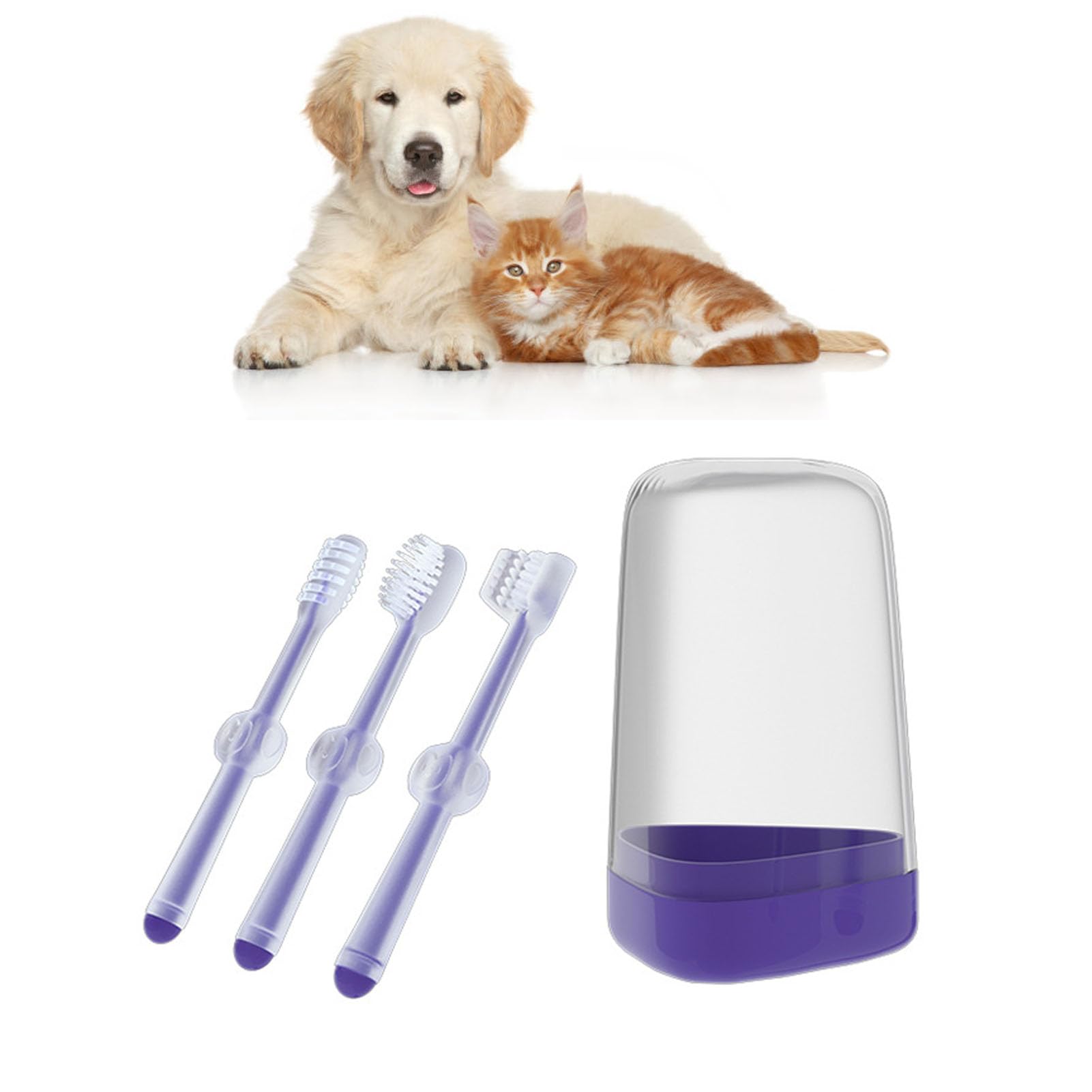 Loboo Idea Cat Dog Toothbrush High Safety Wearproof Clean Teeth Oral Care 3 Pieces Home Pet Store