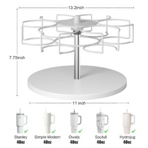 Stanley 40 oz Cup Organizer with Quiet Silent Pivot, Rotating Tumbler Holder, Water Bottle Storage for Kitchen Organization, Adjustable Height, Easy Access, Equipped with Non-Slip Pads (White)