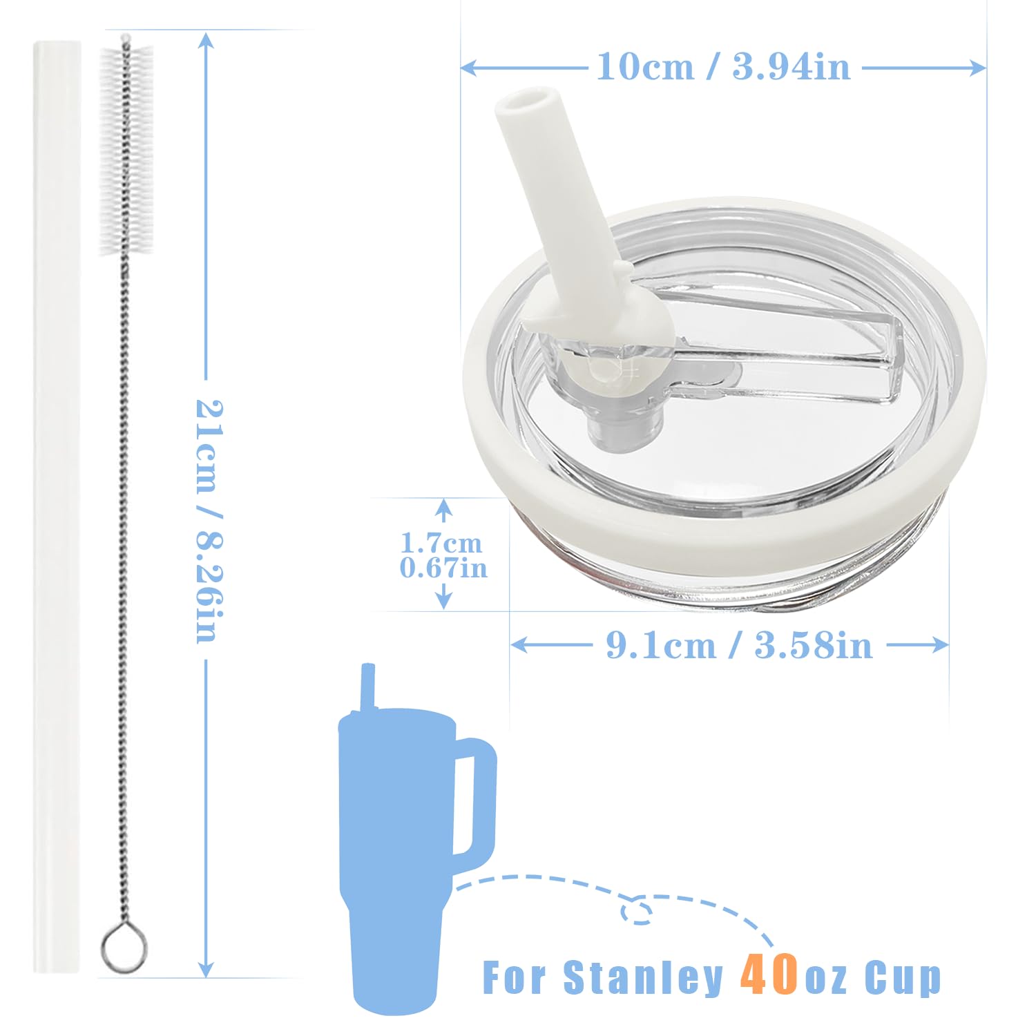 Douji 40oz Tumbler Replacement Flip Straw Lid for Stanley Quencher H2.0,​​​ Flip-top Leak-Splash Proof，Replacement Reusable Tumbler Cover