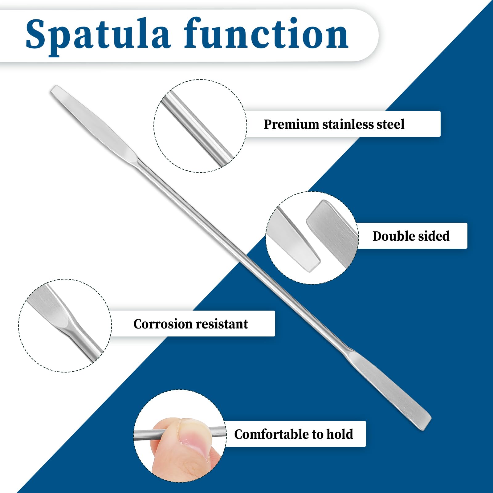 4PCS Micro Double Ended Spatula Stainless Steel Mini Spatula Metal Laboratory Mini Double-Ended Spatula Micro Square/Round End Spatula, 6.3"