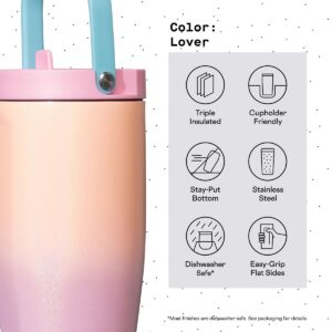 Corkcicle Go Cup XL Insulated Tumbler with Lid and Straw, Lover, 30 oz – Reusable Water Bottle Keeps Beverages Cold for 12hrs – Cupholder Friendly Tumbler, Leak-Proof Design