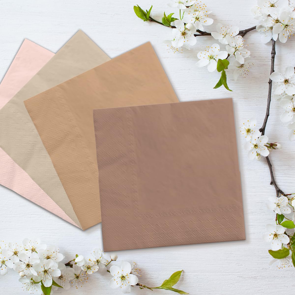 40Pcs Neutral Brown Napkins-Boho Baby Shower Decorations Neutral Gradient Disposable Napkins for Bridal Shower,Wedding, Birthday