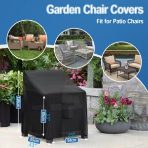 GARPROVM Patio Chair Cover 2 Pack, Outdoor Stack Chairs Covers Waterproof Winterproof Garden Chair Covers,420D Oxford Fabric Furniture Covers for Lounge Chair Armchairs, 33.46" D x 25.2" W x 47.24" H