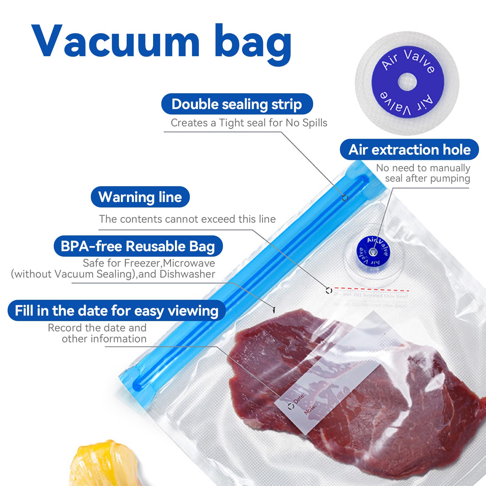 Handheld Vacuum Sealer for Food Preservation & Storage, Portable Mini Vacuum Sealer with 10 PCS Reusable Sous Vide Bags,Used for Wide Mouth and Regular Mouth Mason Jars