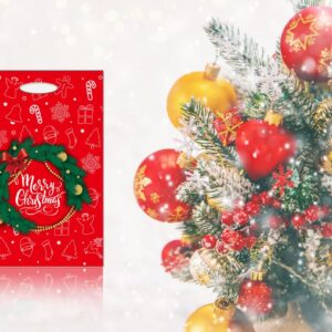 jabberwpacking 100pcs Christmas Gift Bags 7.8"x11.8" Medium Plastic Christmas Gift Wrapping Bags for Gifts Presents Xmas Holiday Party