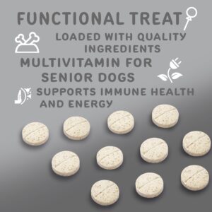 waggedy Daily Essentials Senior Tablets with Glucosamine — Pet Supplies for Digestion and Joint Health — Dog Multivitamin Treats for Overall Defense — Dog Vitamins and Supplements (60 Chewy Tablets)