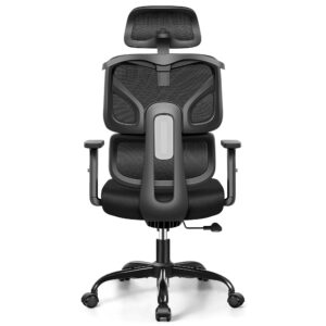 office chair ergonomic desk chair, high back gaming chair, big and tall reclining chair breathable mesh comfy home office desk chair lumbar support computer chair adjustable arms, 3d headrest (black)