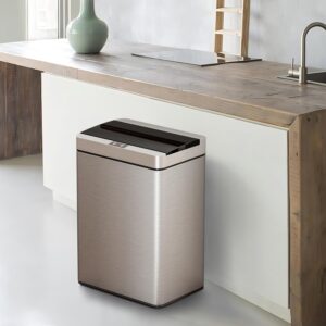 ARTBUSKE 13 Gallon Trash Can Kitchen Trash Can with Lid High-Capacity Garbage Can Stainless Steel Trash Can Automatic Trash Can Motion Sensor Trash Bin for Kitchen Bedroom Bathroom Office