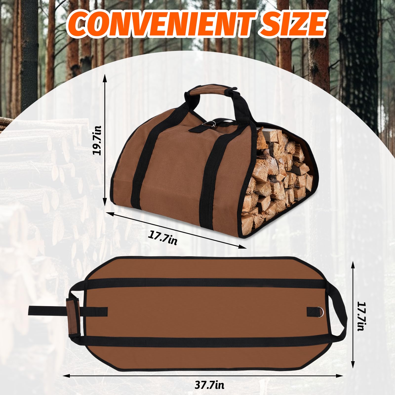 Zihvfzu Portable Firewood Bag, Wood Handling Tote Bag, Suitable as a Carrier Tool for Log Transportation and Outdoor Camping