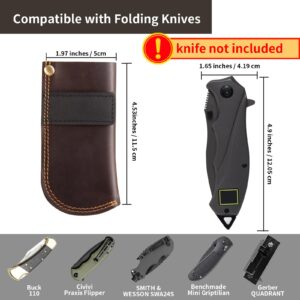 Leather Knife Sheath for Belt,Knife Holster,Pocket Knife Sheath,Pocket Knife Holder,EDC Leather Sheath Belt Organizer Belt Knife Sheaths for Folding Knife Carrier (Brown)