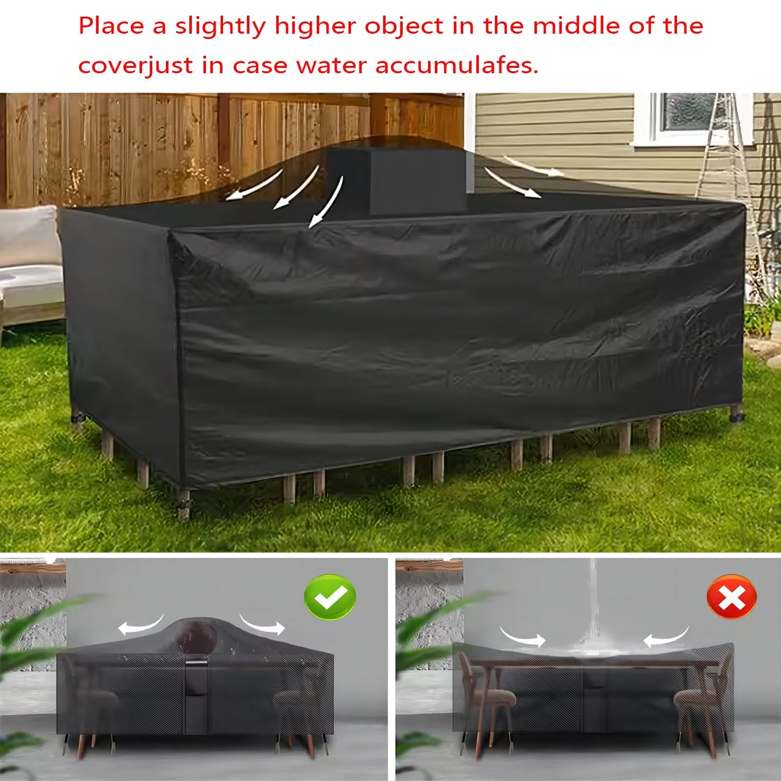 Patio Furniture Covers Waterproof, 87x28x39inch/LxWxH 600D Heavy Duty Rectangle Patio Furniture Cover Waterproof Outdoor Dining Table and Chair Cover Outdoor Furniture Covers Waterproof