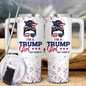 BPJJ Gifts For Women - Christmas Tumbler 40OZ For Girl - Girl Get Over It Tumbler - Birthday Present For Her, Sister, Friend, Girl Friend - Christmas, Mothers Day, Birthday Gifts - Tumbler With Handle