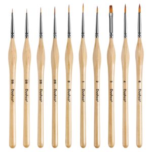 miniature paint brushes, set of 10 pcs paint brushes for acrylic painting, watercolor, oil, citadel, figurine, craft, models, nail art, face painting and paint by numbers kit for adults