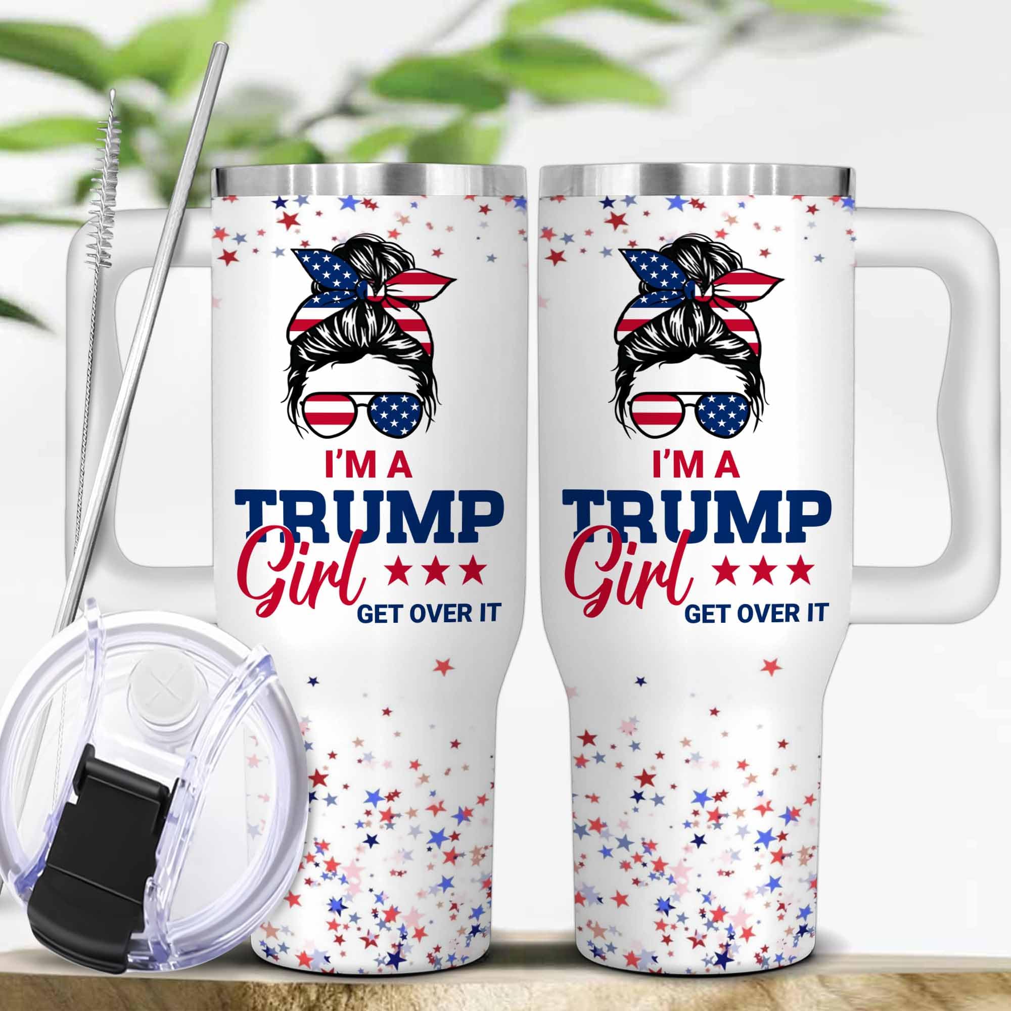 BPJJ Gifts For Women - Christmas Tumbler 40OZ For Girl - Girl Get Over It Tumbler - Birthday Present For Her, Sister, Friend, Girl Friend - Christmas, Mothers Day, Birthday Gifts - Tumbler With Handle