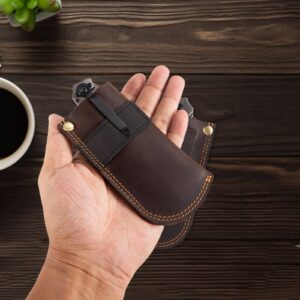 Leather Knife Sheath for Belt,Knife Holster,Pocket Knife Sheath,Pocket Knife Holder,EDC Leather Sheath Belt Organizer Belt Knife Sheaths for Folding Knife Carrier (Brown)