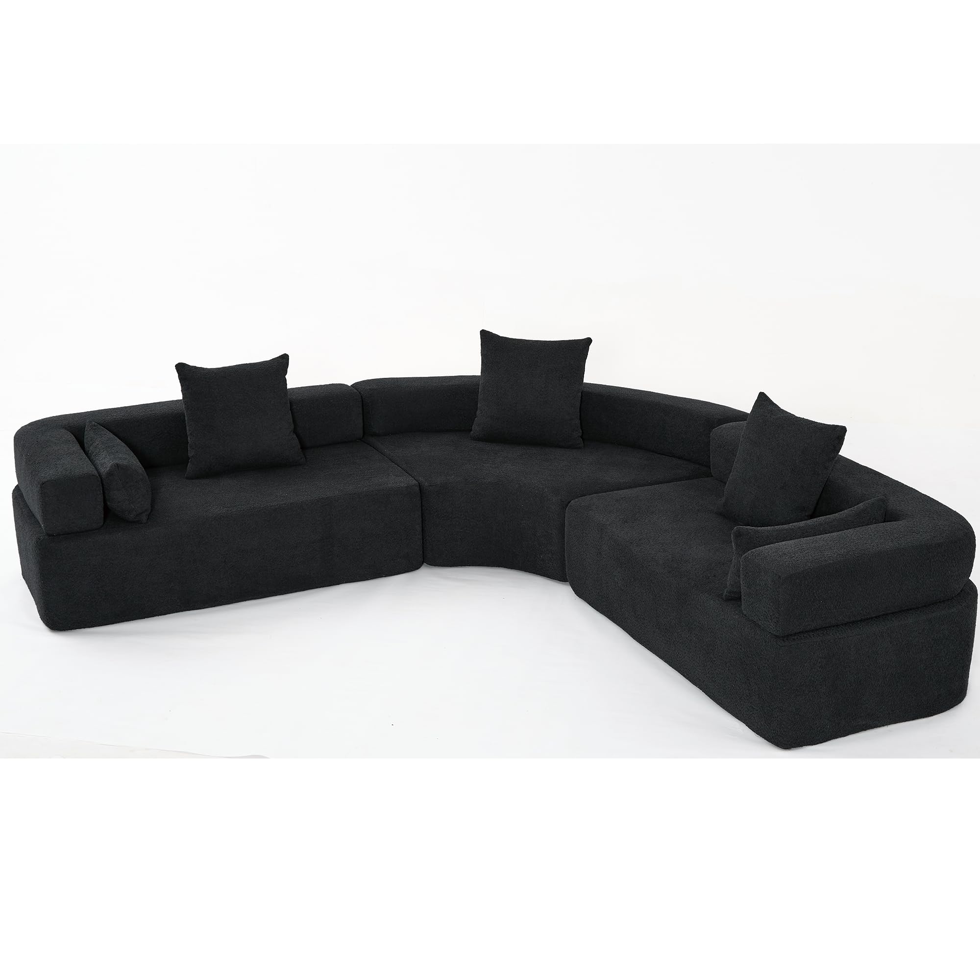 JUSTONE 111" Sectional Sofa for Living Room,Oversized Combination Sofa,Curved Sofa,Semicircular Modular Sofa with 4 Pillows for Home Office,3 Piece Free Combination(Black)