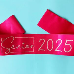 Senior Sash 2025, 8 Pack Silver Glitter Hot Pink Satin Finally Graduated Senior Cheerleader Sashes for Class of 2025 Graduation Party Supplies