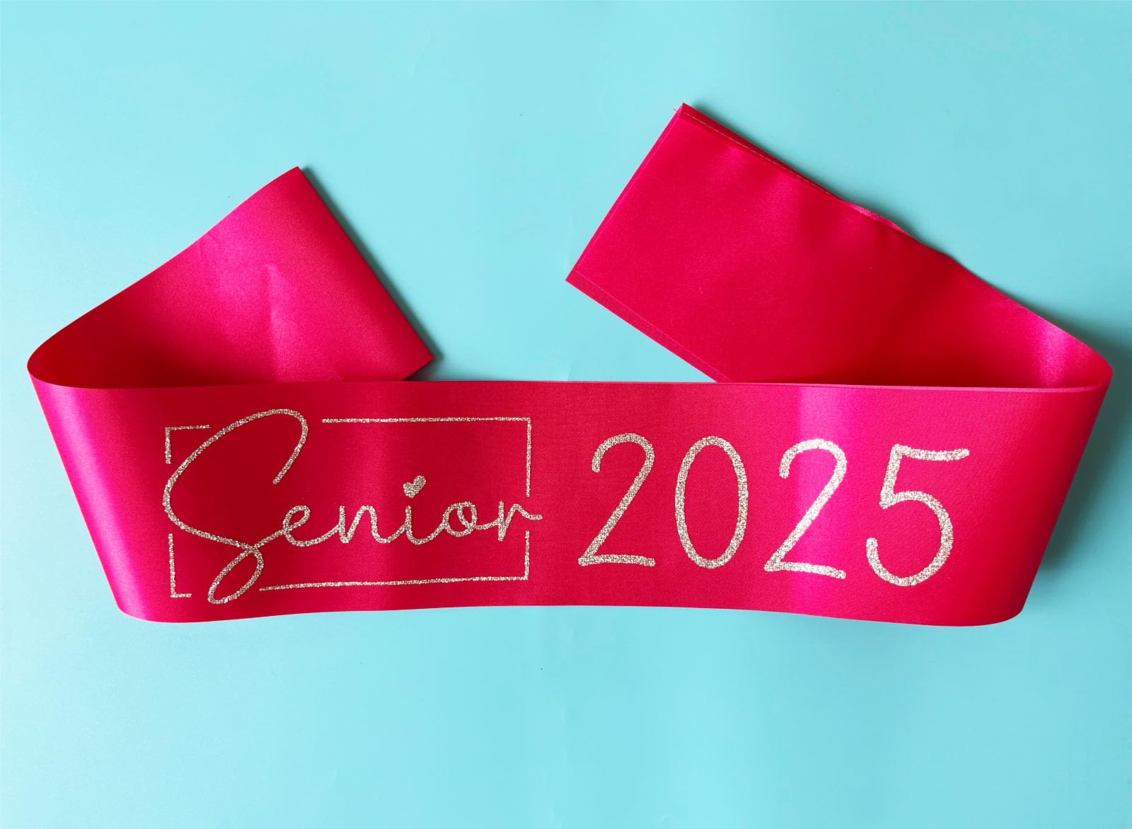 Senior Sash 2025, 8 Pack Silver Glitter Hot Pink Satin Finally Graduated Senior Cheerleader Sashes for Class of 2025 Graduation Party Supplies