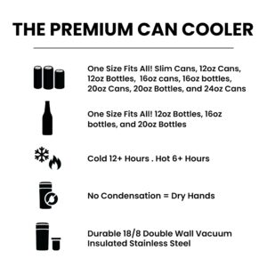 Universal Buddy XL Can Cooler by Frost Buddy - Fits 12-ounce, 16-ounce, 20-ounce, and 24-ounce Cans and Bottles - Keep Your Drinks Refreshingly Chilled for over 12 hours Gunmetal Glory