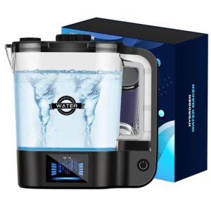 hydrogen water pitcher, upgraded 3000ppb version ion membrane hydrogen water bottle, 2l large capacity hydrogen water bottle generator improve water quality, suitable for purified water (black)