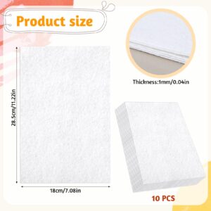 White Felt Sheets, 10 PCS Felt Sheets Fabric for Crafts 7" X 11" Felt Sheets Fabric Stiff Craft Felt Cloth Soft Felt Pads Thick Fall Felt Sheets for DIY Art and Sewing Projects Crafts Making Supplies