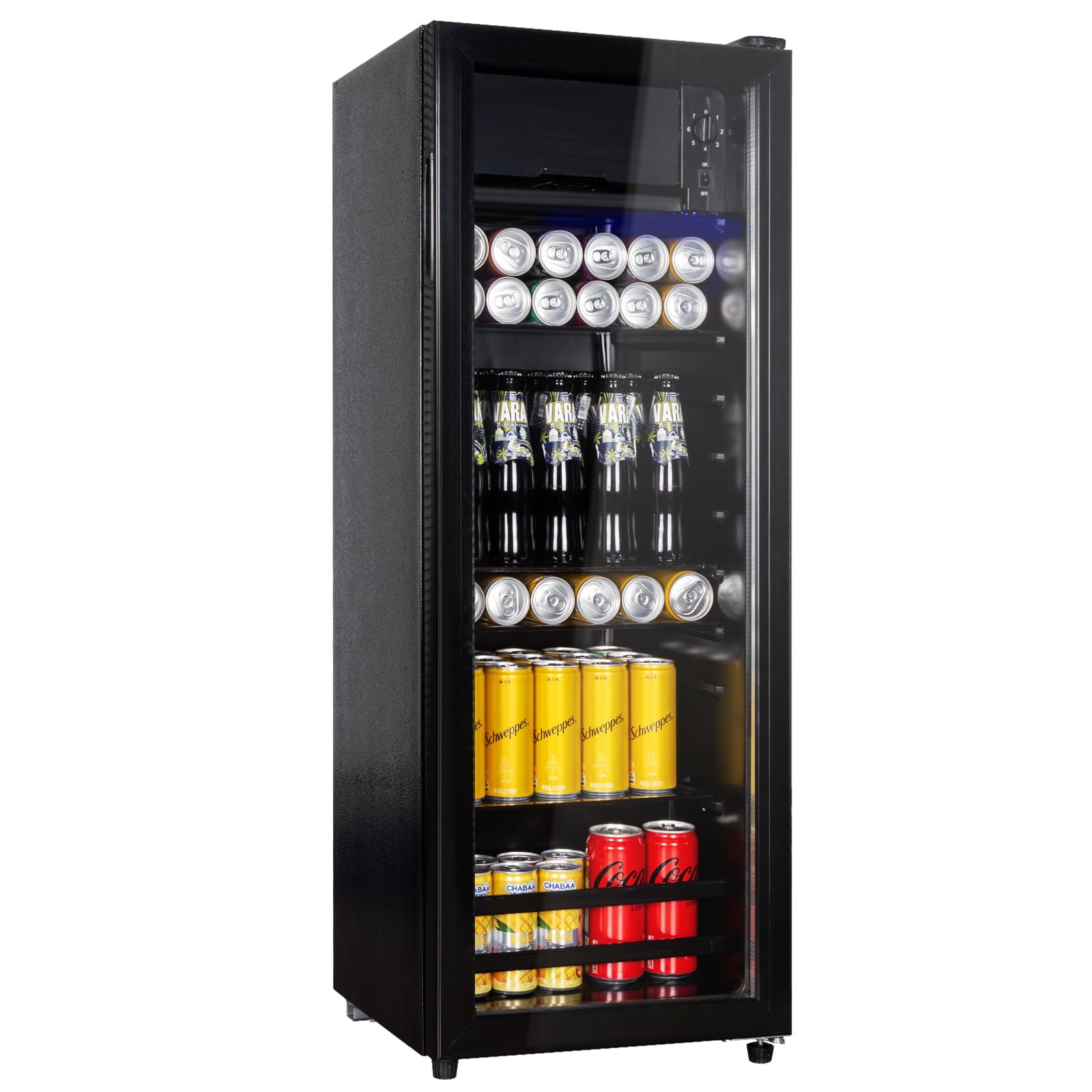 Cucina Magica 4.8 Cu.Ft Beverage Refrigerator, 155 Can Mini Fridge Glass Door, Adjustable Shelves, Drink Fridge, Suitable for Soda, Beer, Essential for Home/Bar