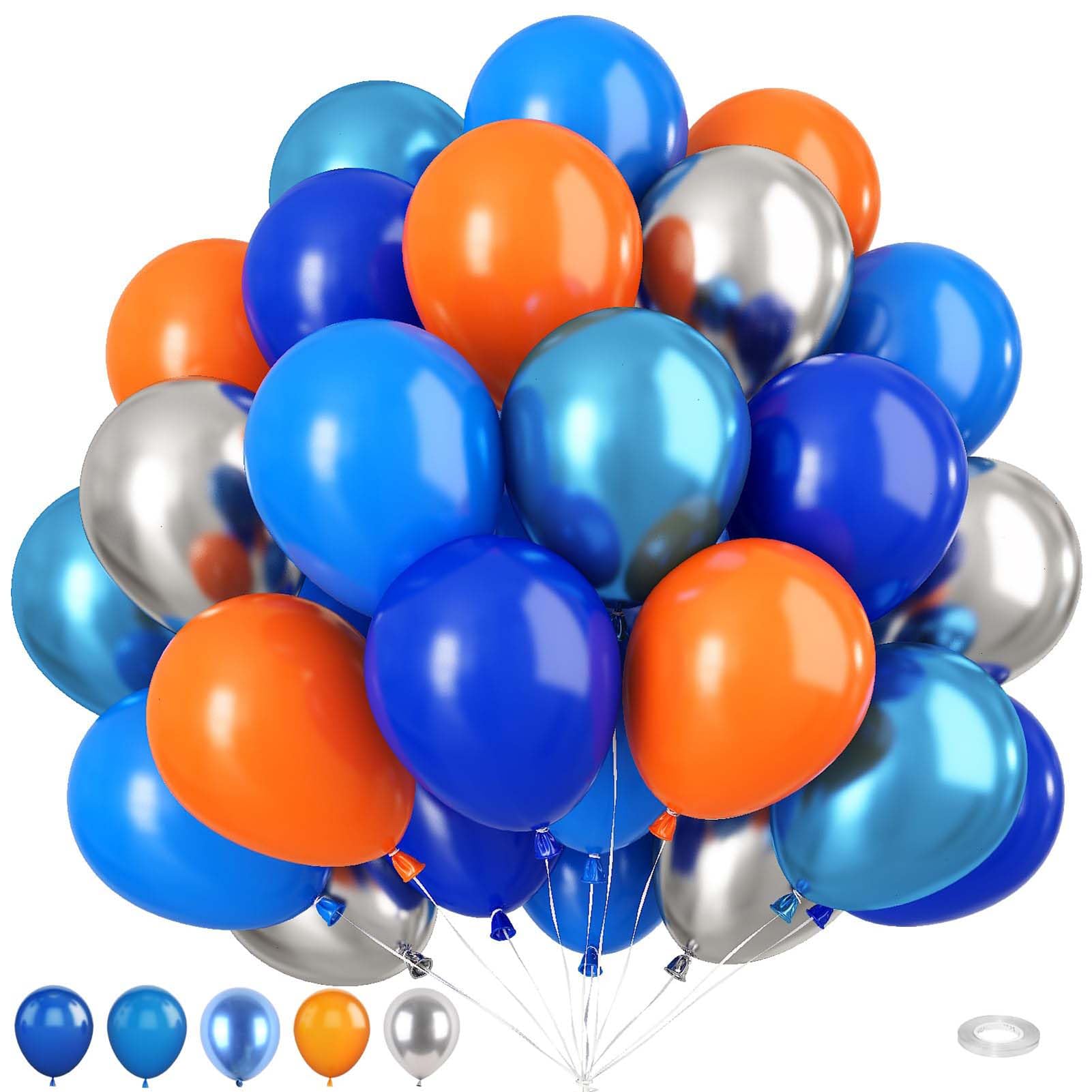 50PCS Blue and Orange Balloons,12 inch Blue and Orange Balloon Arch Kit Party Decorations,Suitable for Birthday Baby Shower Graduation Engagement Party Decorations