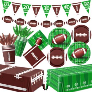 178pcs football party supplies-football plates and napkins kit serve 25,football themed tableware for birthday,game day party