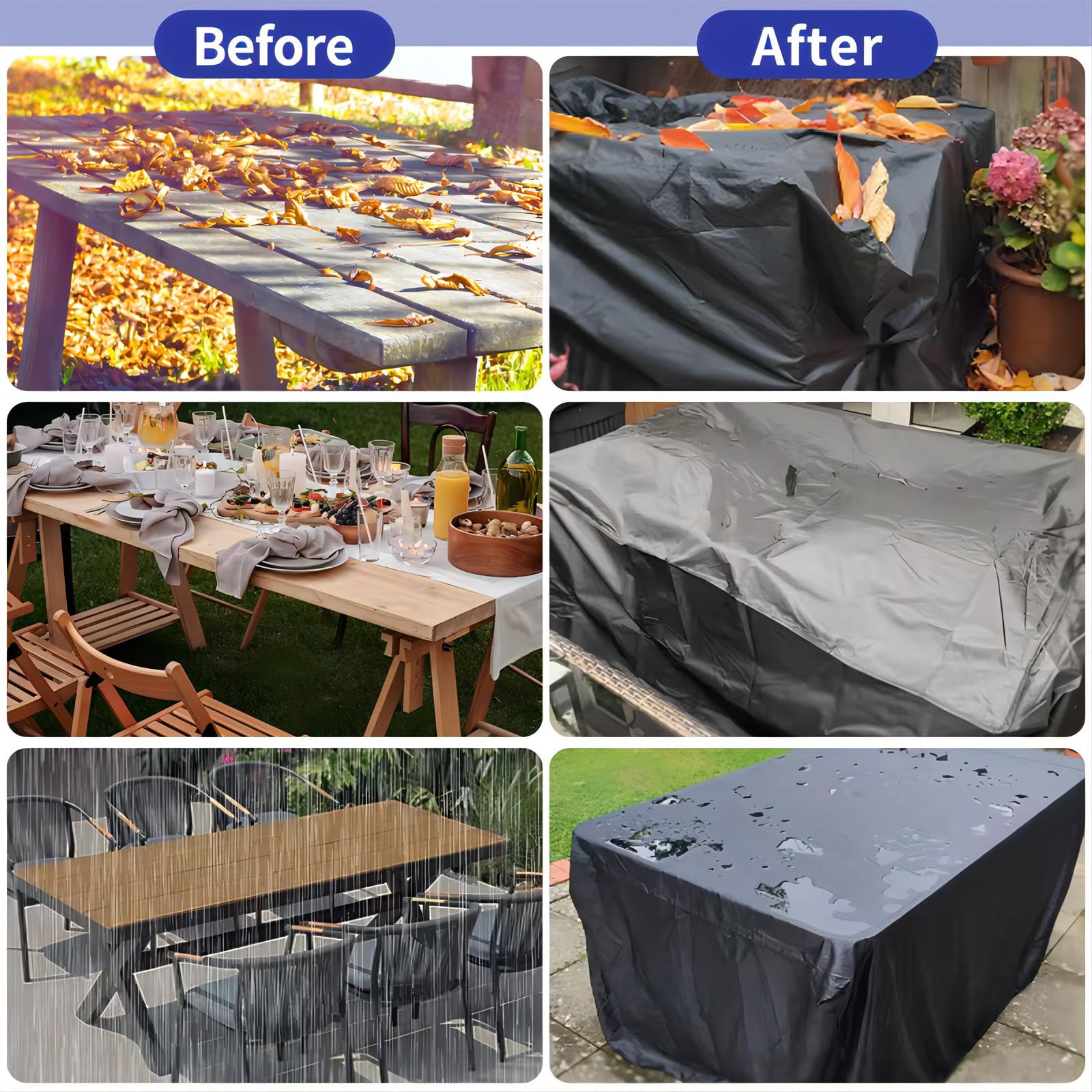 Patio Furniture Covers Waterproof, 87x28x39inch/LxWxH 600D Heavy Duty Rectangle Patio Furniture Cover Waterproof Outdoor Dining Table and Chair Cover Outdoor Furniture Covers Waterproof