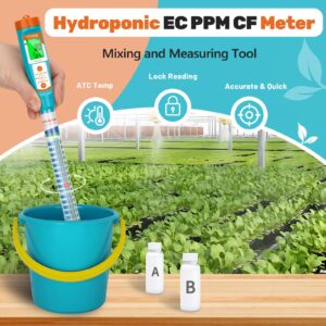 YINMIK Truncheon EC PPM Nutrient Meter for Hydroponic, Conductivity Tester Stick for Hydroponics Growing PPM Measuring Tool (EC, PPM 500, PPM 700, CF, Temp) for Nutrient Reservoir, Aquaponics, DWC