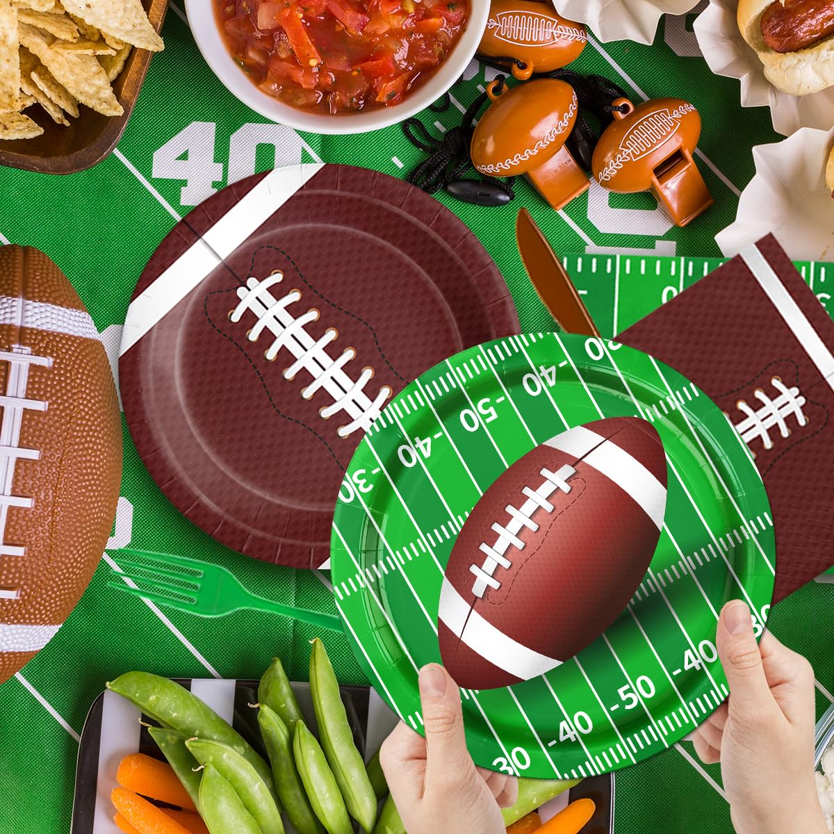 178Pcs Football Party Supplies-Football Plates and Napkins Kit Serve 25,Football Themed Tableware for Birthday,Game Day Party