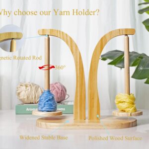 Kamostarr Wooden Yarn Holder for Crocheting, Magnetic Rotating Yarn Ball Holder, Yarn Spinner as Crochet Gift for Knitting Lovers