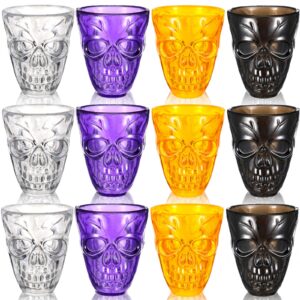 yaure joy 16 pcs halloween skull shot glasses unbreakable plastic halloween cups for halloween skull party favor halloween party decoration 1.86 oz/ 55 ml