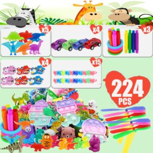 Dilycery 224 Pcs Pop Party Favors for Kids, Treasure Box Toys for Classroom, Treasure Chest for Kids Prizes, Bulk School Student Prizes Box Toys, Pinata Fillers Goodie Bag Stuffers for Kids