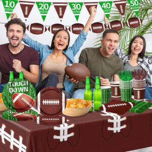 Football Party Supplies Kit Serve 25, 178Pcs Football Theme Party Decorations Includes Football Plates and Napkins Cups Banner Tablecloth for Football Birthday Game Day Tailgate Party Decorations