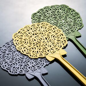 LUNCHS Fly Swatter Flower Shape 2 Pcs Exquisite Handle, can be Hung to Save Space Suitable for Neighbors and Friends(Yellow)