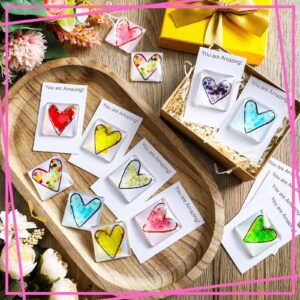 Landical 12 Pcs Heart Pocket Hug Token Glass Heart Pocket Hug Token for Women Men Thank You Hug Token Gift Employee Appreciation Hug Token Gifts Inspiration Gift Valentine Day(Inspirational)