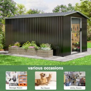 JAXPETY 8x12 FT Large Sheds & Outdoor Storage, Metal Outdoor Shed Storage Shed with Air Vent Lockable Door, Sheds & Outdoor Storage Tool Shed for Backyard Garden Patio Lawn