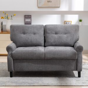 bosmiller 55" loveseat sofa, 2 seater sofa for small spaces, removable back and thickened soft sofa cushion, furniture for bedroom, living room, apartment, solid and easy to install (light grey)