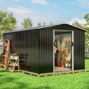 jaxpety 8x12 ft large sheds & outdoor storage, metal outdoor shed storage shed with air vent lockable door, sheds & outdoor storage tool shed for backyard garden patio lawn