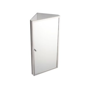 11.81" x23.6"x8.2" bathroom corner medicine cabinet w/mirror bright stainless steel wall mounted mirror cabinet hanging triple shelf storage cabinet cupboard (right door)