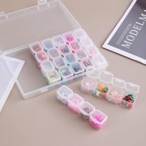 Giantree 1 Pack 28 Clear Plastic Grids Organizer Box with Removable Dividers, Small Compartment Container Bead Storage Box for Jewelry Accessories Nail Small Craft Toy 6.9" x 4.2" x 0.9"