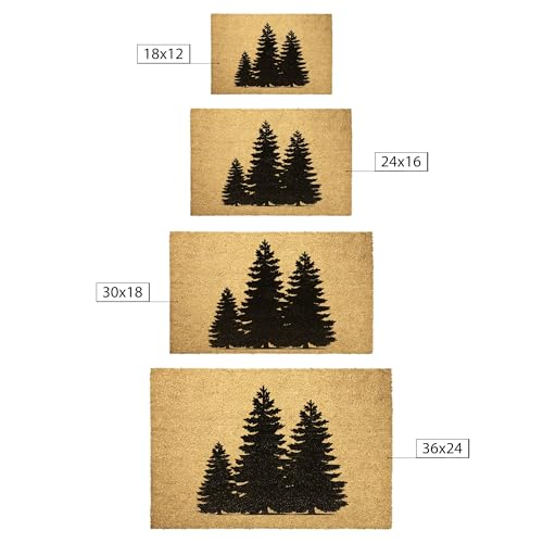 Three Pine Tree Coir Doormat - Winter Welcome/Outdoor Lover Welcome Mat/Pines/Mountain/Christmas Time/Simple Decorations/Elegant