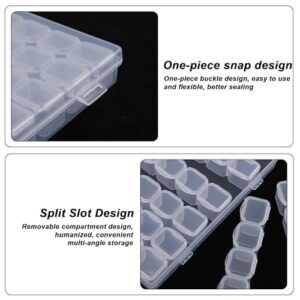 Giantree 1 Pack 28 Clear Plastic Grids Organizer Box with Removable Dividers, Small Compartment Container Bead Storage Box for Jewelry Accessories Nail Small Craft Toy 6.9" x 4.2" x 0.9"