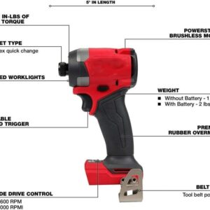 Be Suitable For Milwaukee M18 FUEL 18V 1/4" Hex Cordless Li-Ion Impact Driver -Bare Tool, Model# 2953-20