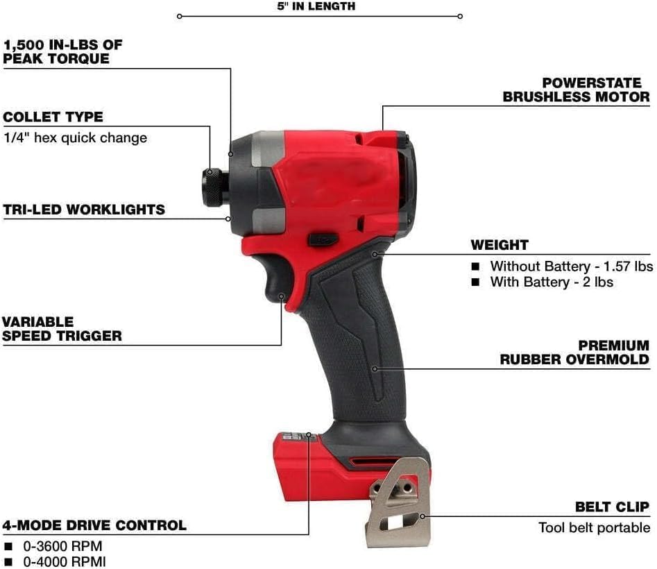 Be Suitable For Milwaukee M18 FUEL 18V 1/4" Hex Cordless Li-Ion Impact Driver -Bare Tool, Model# 2953-20