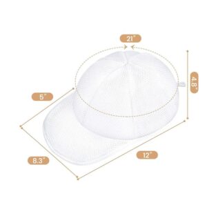 Baseball Hat Washer, Baseball Cap Washing Cage, Hat Holder for Washing, Foldable Washing Hat Rack Protector Cage, Hat Washer Cage for Washing Machine (White)