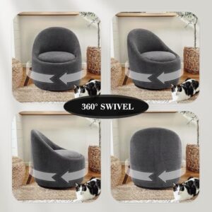 Swivel Accent Chair Barrel Chair, 360° Swivel Chair with Hidden Storage, Modern Small Round Swivel Chair Accent Chair for Living Room/Bedroom-DarkGrey